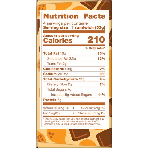 Peanut Butter & Chocolate Flavored Hazelnut Spread Frozen Sandwich